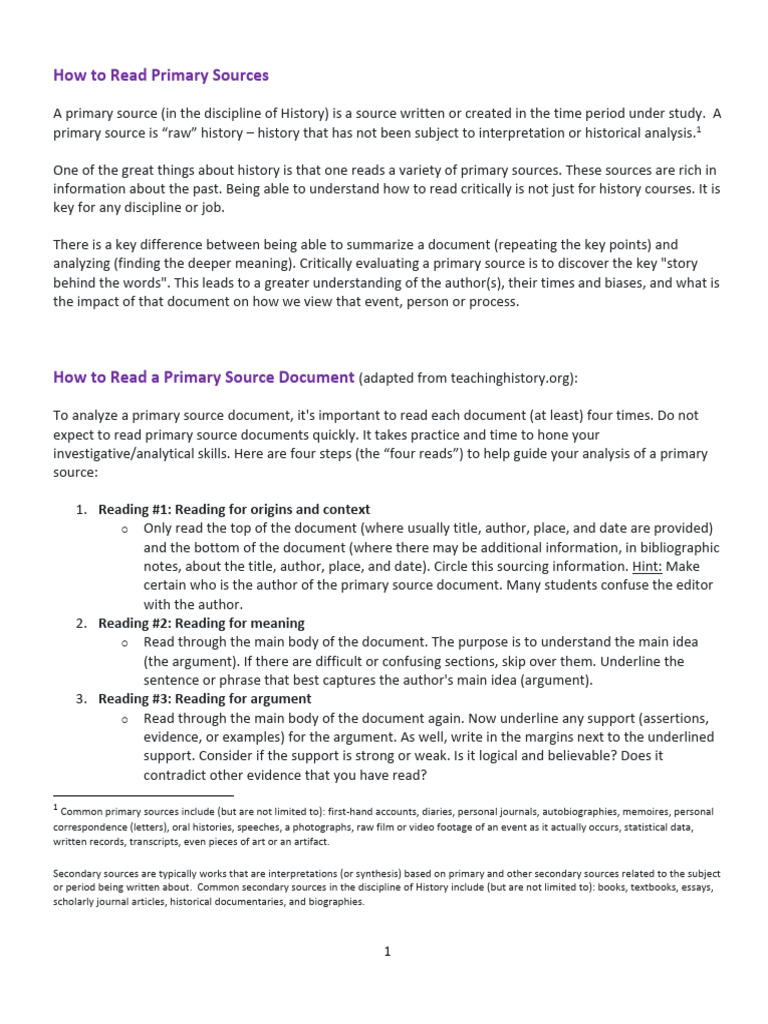 How To Read Primary Sources | PDF | Primary Sources | Human Communication