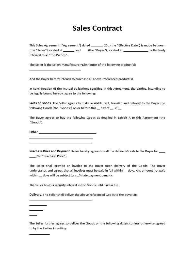 Sales Contract 1 | PDF