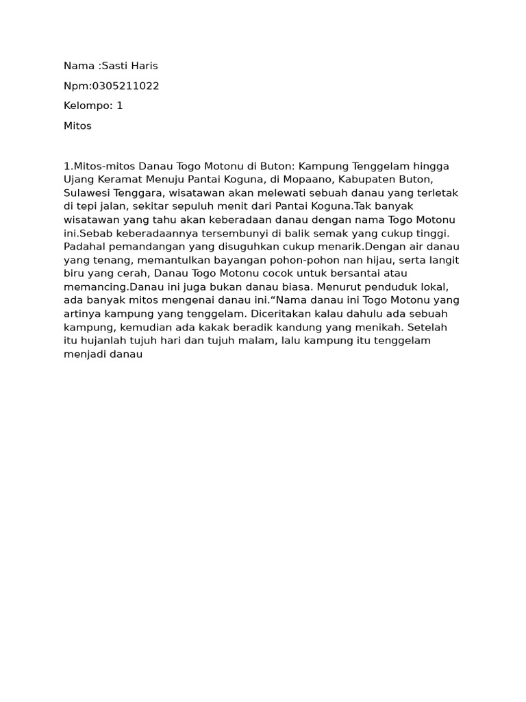 Tugas 2 Sasti Haris Cerita Mitos | PDF