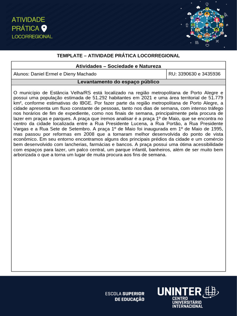 Atividade Pratica - Espaco Sociedade e Natureza - Geociencias - 2023 | PDF