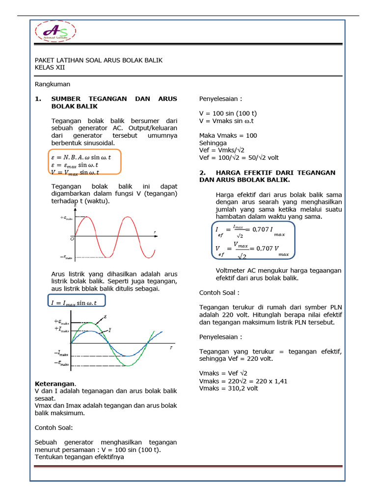BAB - 5 - PAKET - SOAL - LATIHAN - ARUS - BOLAK - BALIK Ok | PDF