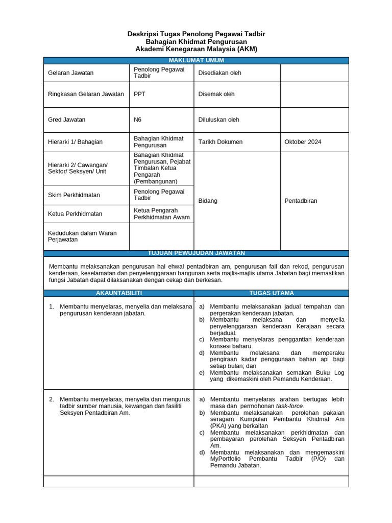 JD N6 Sspa - Penolong Pegawai Tadbir | PDF