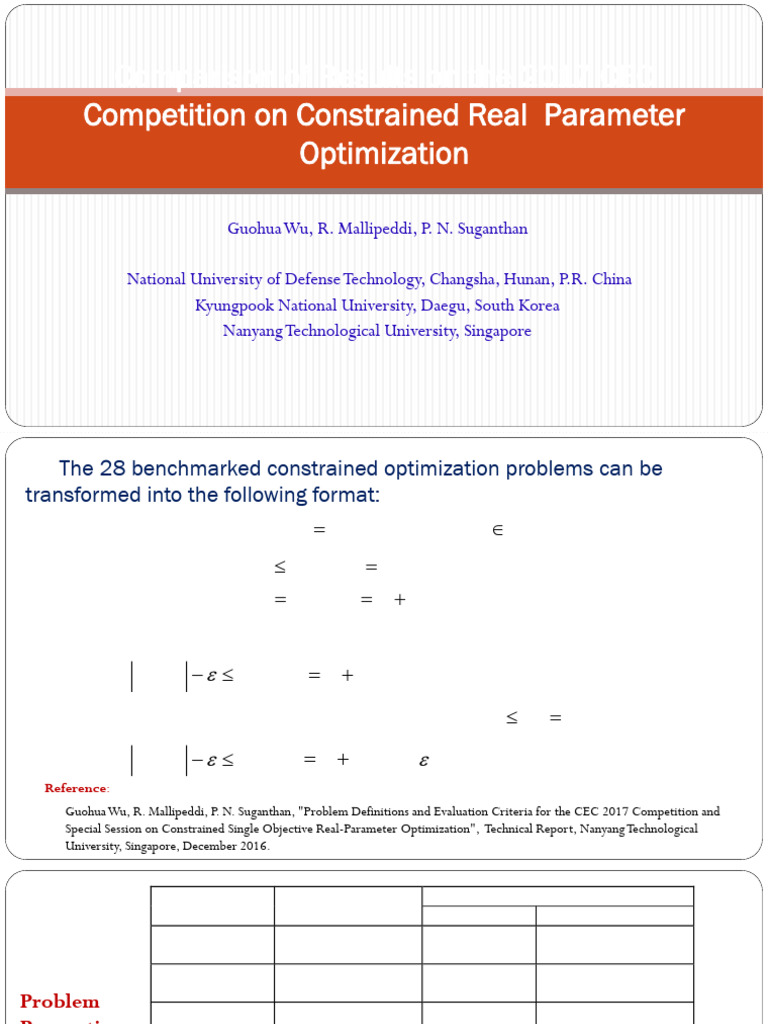 Comparison of Results For Constrained RealParameter Optimization | PDF