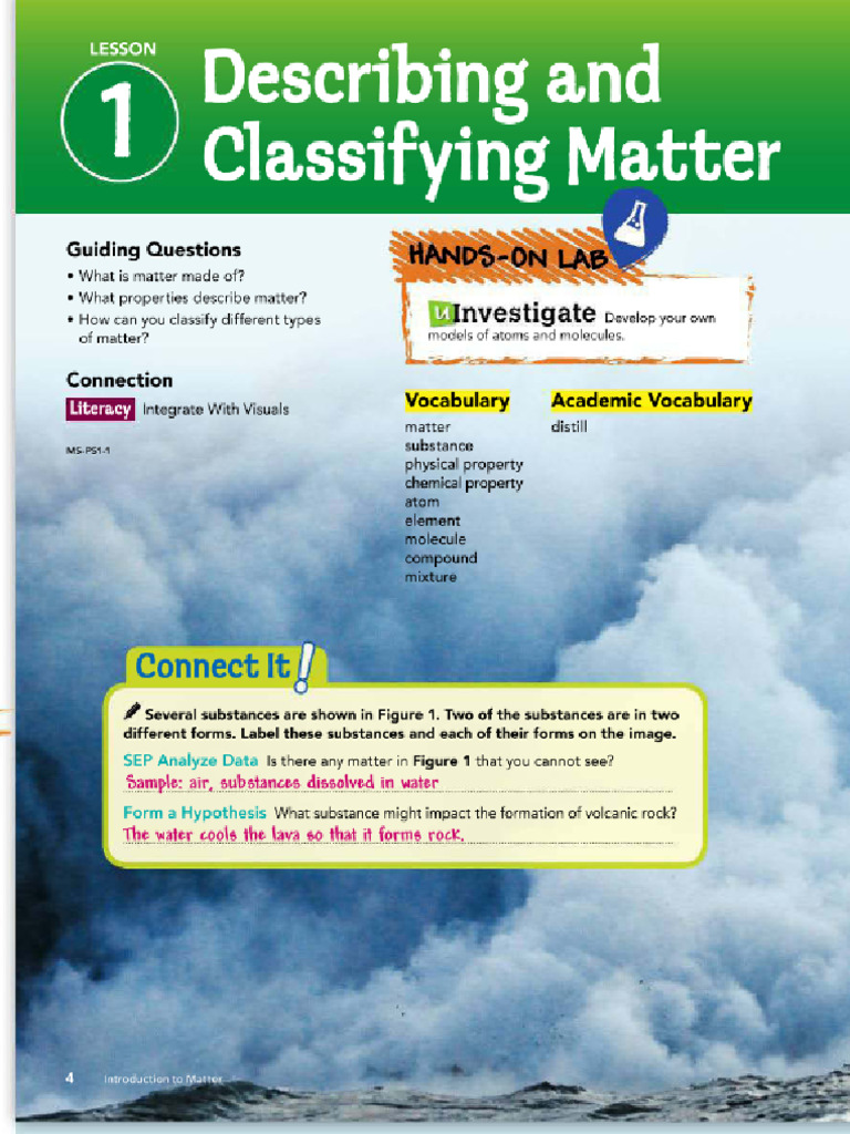 ElevateScienceCourse1Topic1Lesson1SolutionAnswerKeysforGrade6 1 | PDF