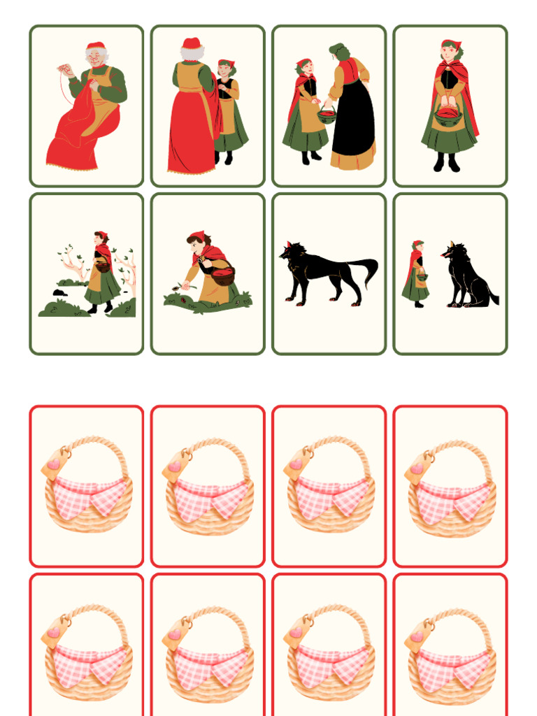 Little Red Riding Hood Storytelling Matching Flashcards in Colorful ...