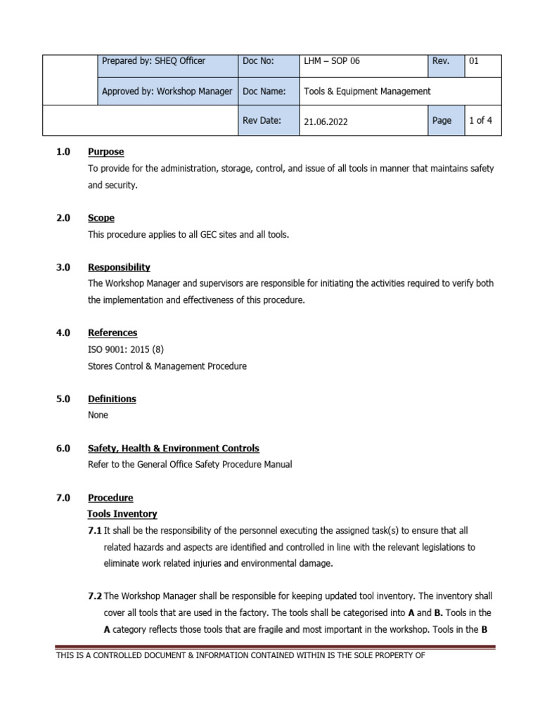 Workshop Tools Handling and Management, QP 46 | PDF