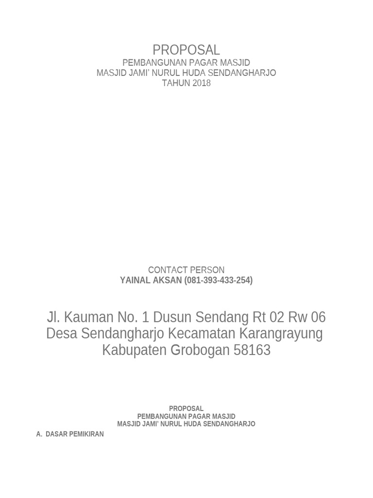PROPOSAL Pagar Masjid | PDF