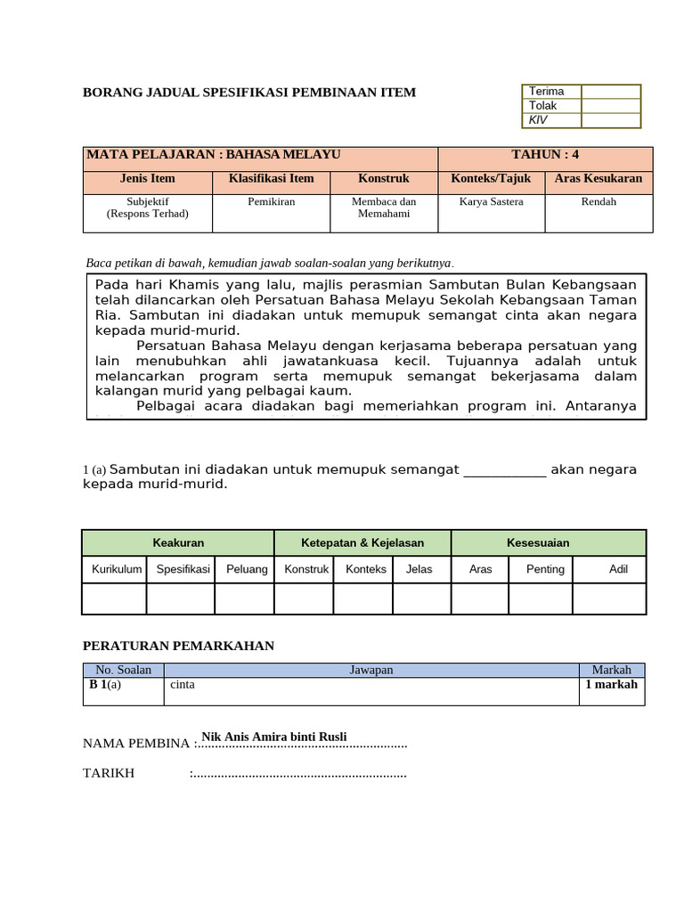 Borang Jsi Tahun 4 | PDF