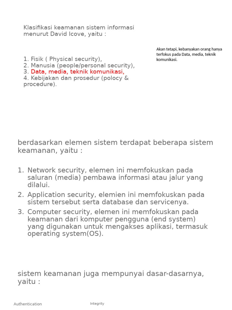 Klasifikasi Keamanan Sistem Informasi Menurut David Icove | PDF