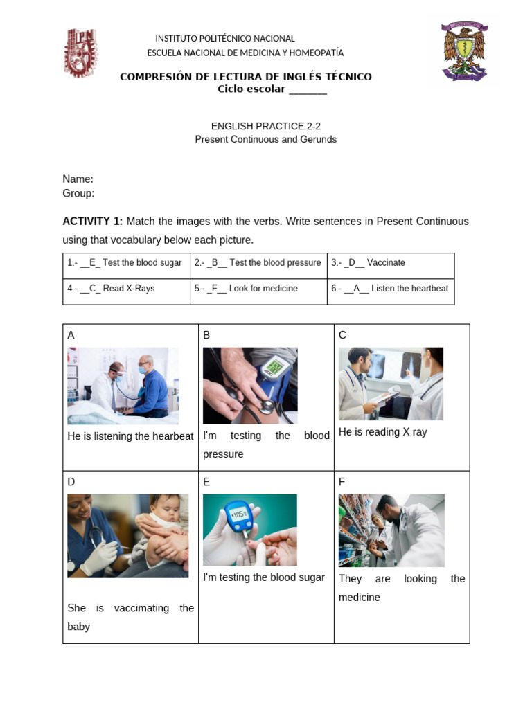 ENGLISH PRACTICE 2-2 Present Continuous and Gerunds | PDF