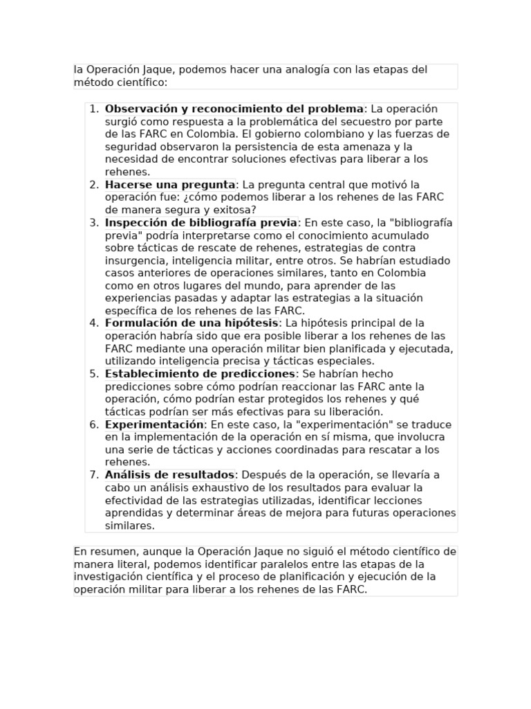 La Operación Jaque, Metodologia de La Investigacion | PDF