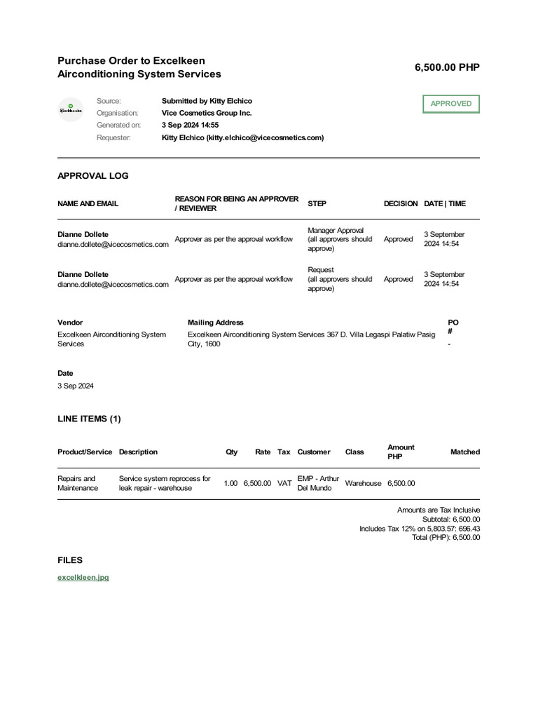 Approval Audit Report by ApprovalMax (1136) - Excelkleen | PDF