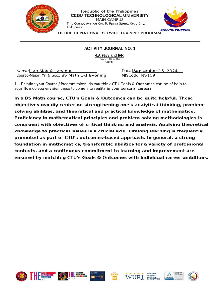 Activity Journal 1 | PDF