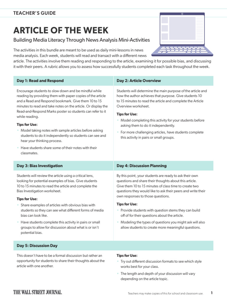 Article of The Week Resource Bundle | PDF
