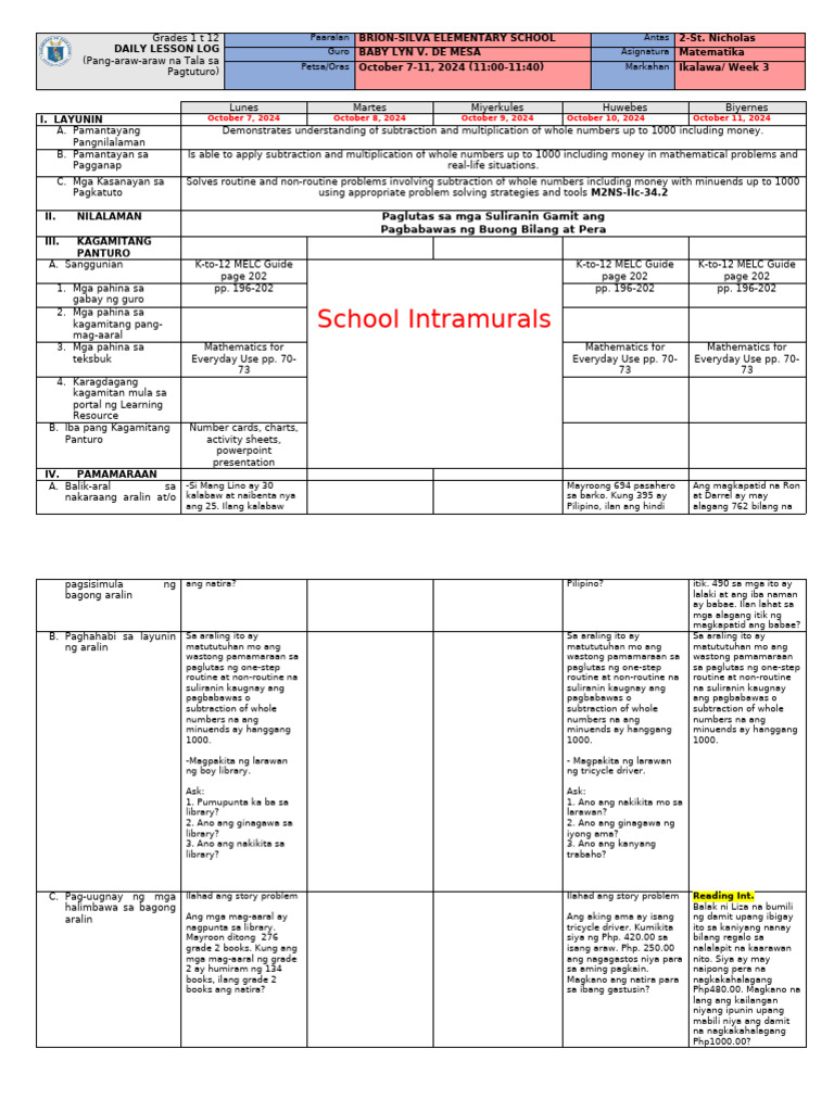 Q2 DLL Math-2 Week-3 | PDF