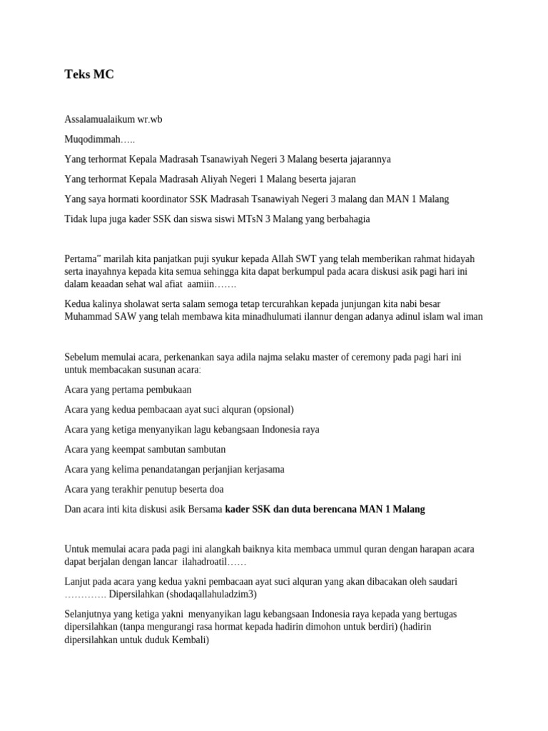 Teks MC SSK | PDF