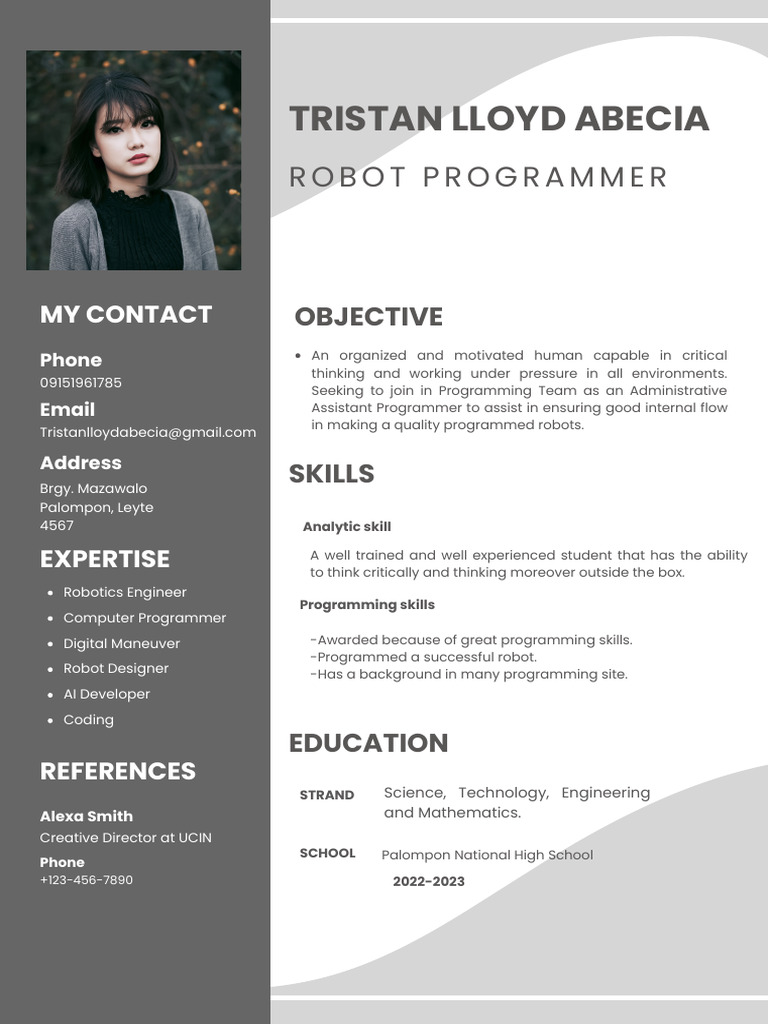 Grey White Modern Graphic Designer Resume | PDF