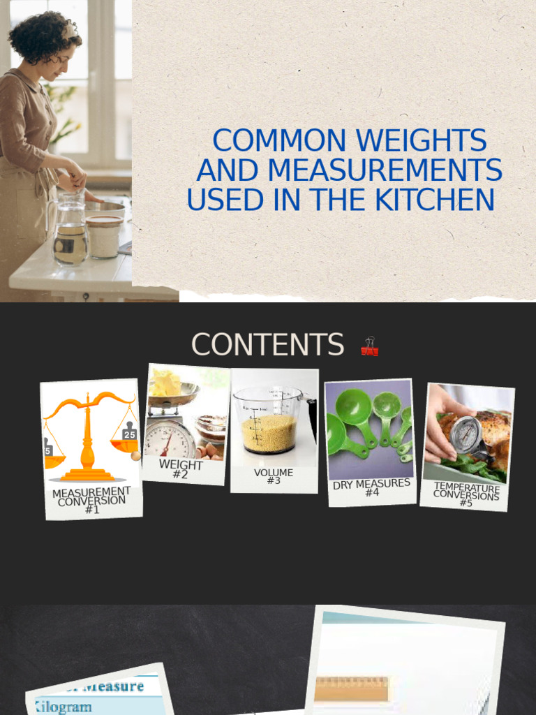 Common Weights and Measurements Used in The Kitchen, Measurement ...
