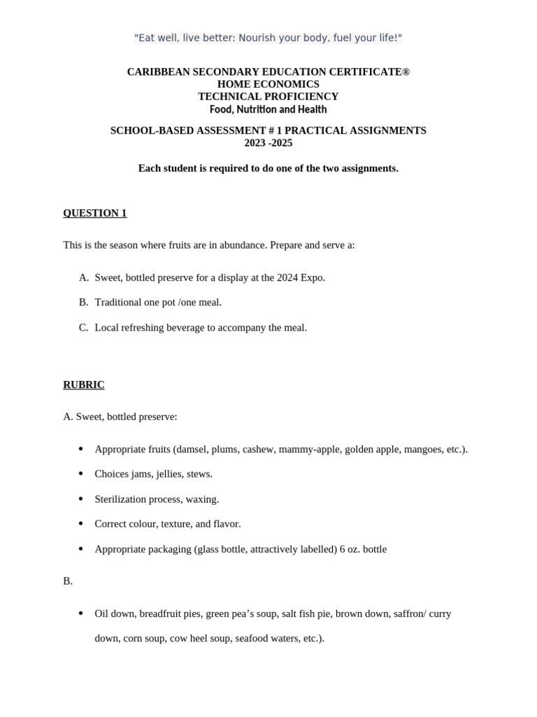SBA # 1 Foods 2023 - 2025 | PDF