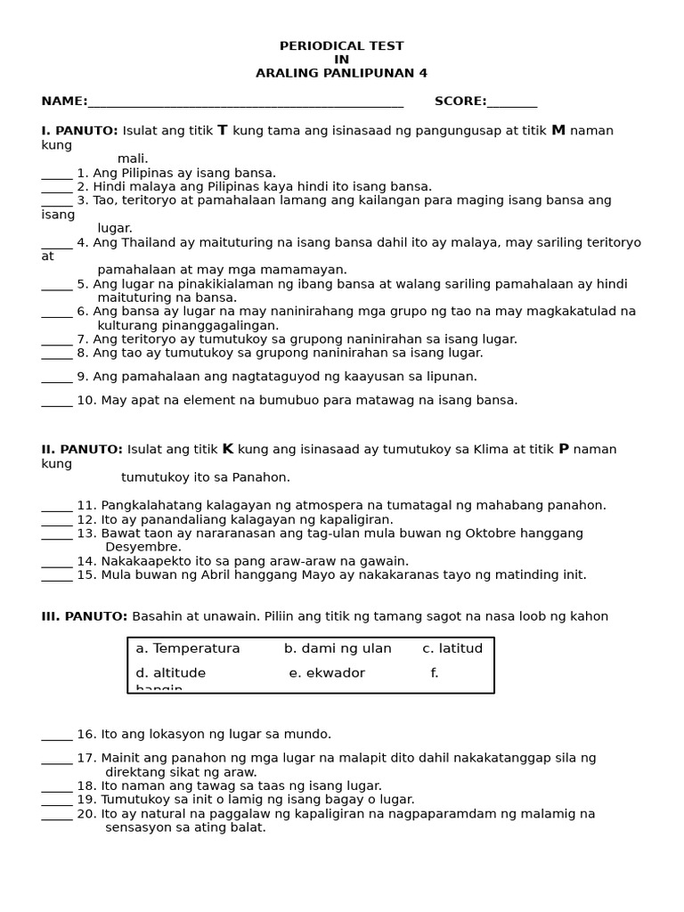 Periodical Test in Ap | PDF