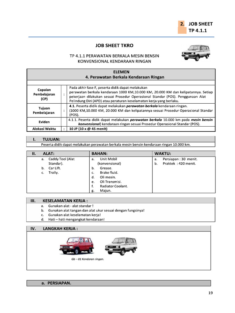 Job Sheet Perawatan Berkala Konvensional | PDF