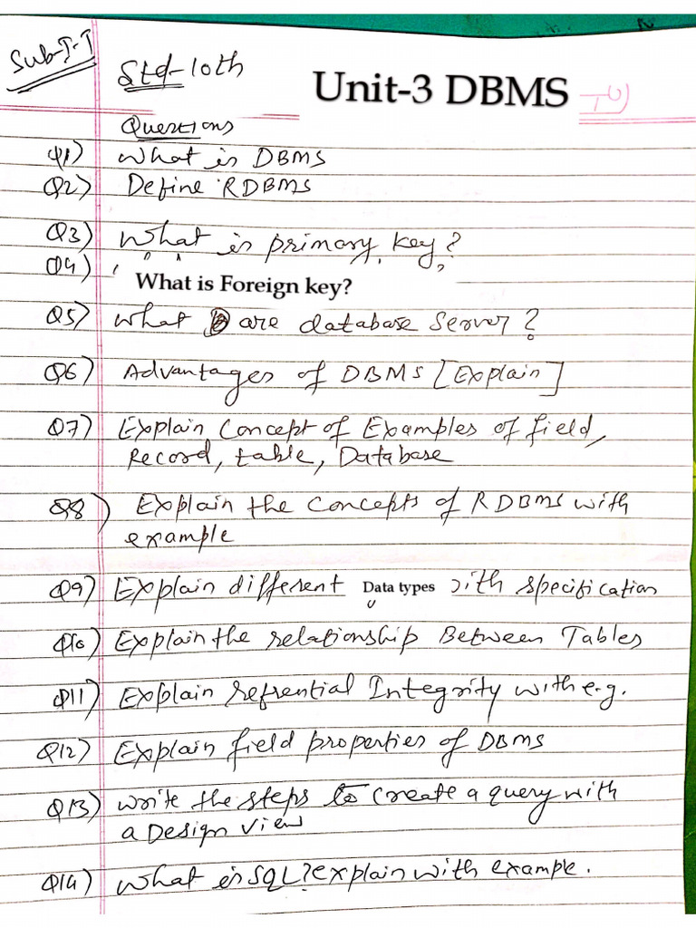 10th IT Unit 3 DBMS | PDF