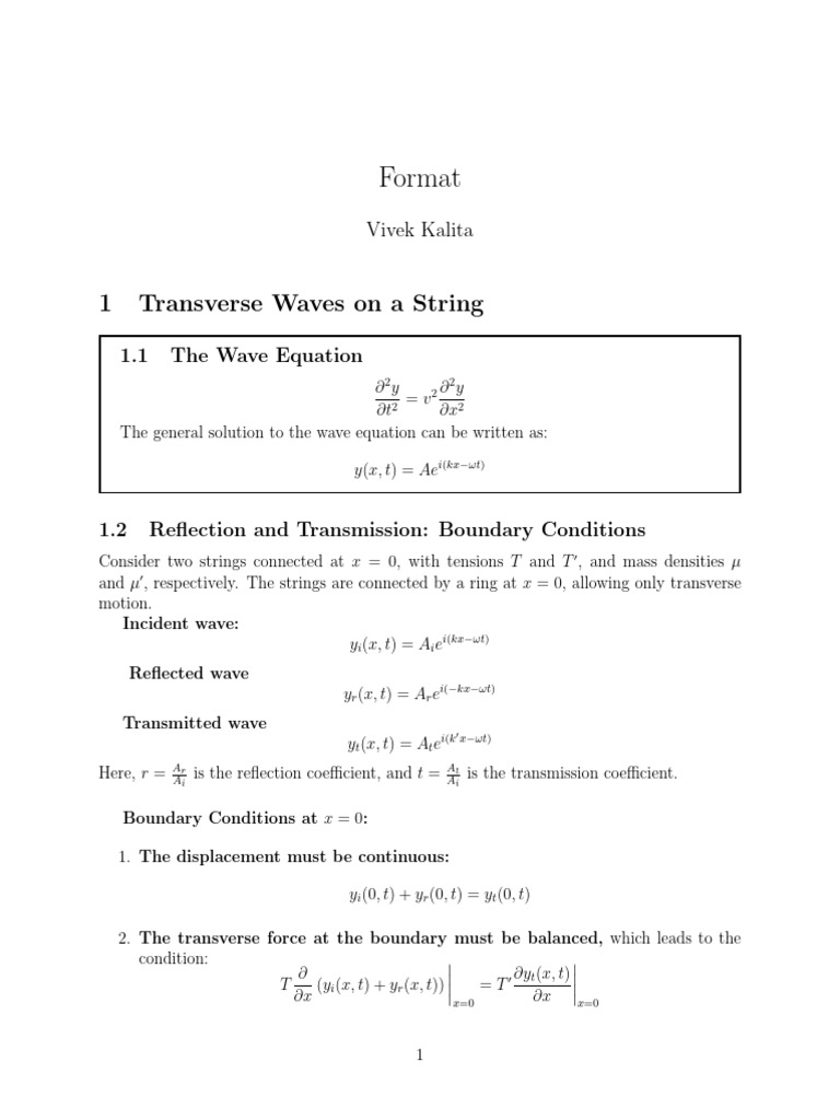 Transverse Waves Ona String | PDF