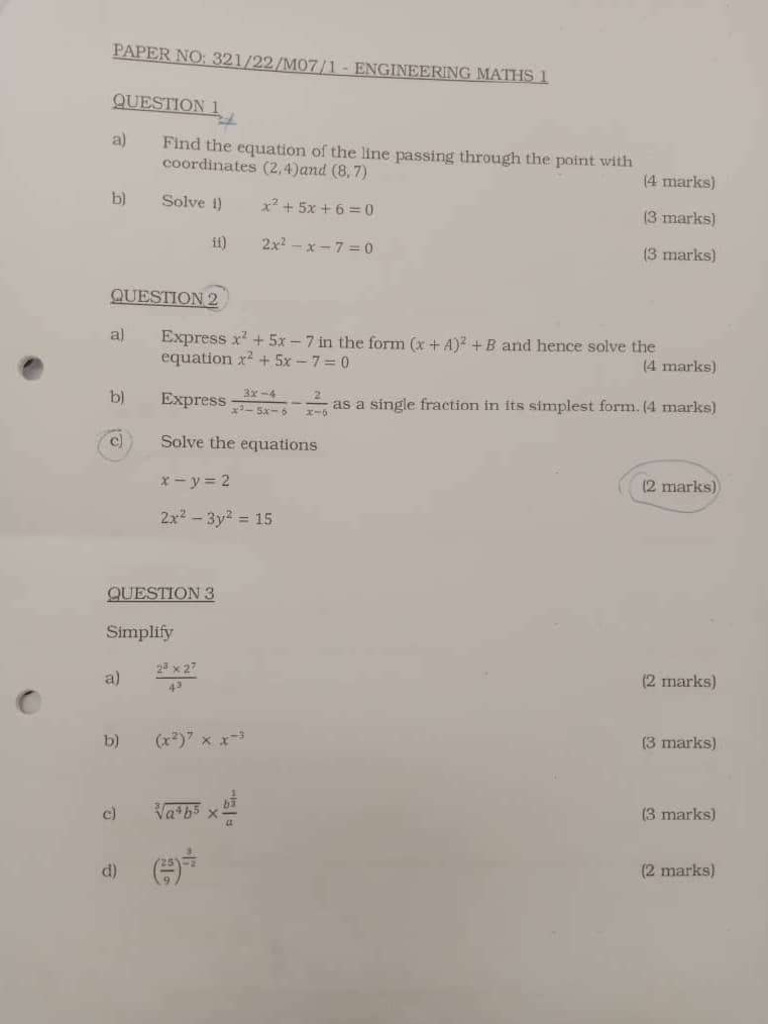 Engineering Maths 1 June 2024 | PDF