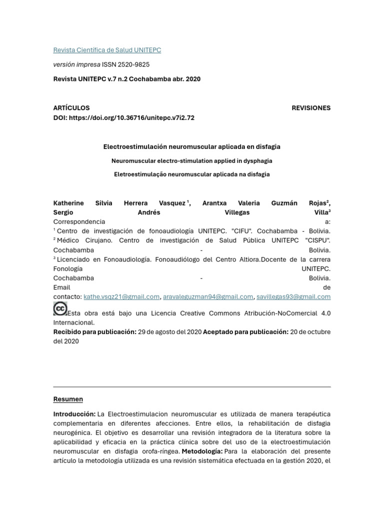 Electroestimulacion Neuromuscular Aplicada en Disfagia | PDF | Medicina ...