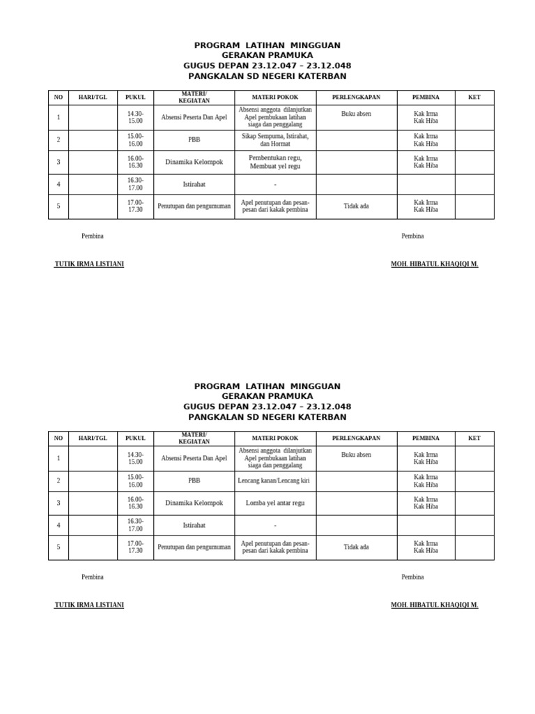 PROGRAM LATIHAN PRAMUKA SMT GENAP | PDF
