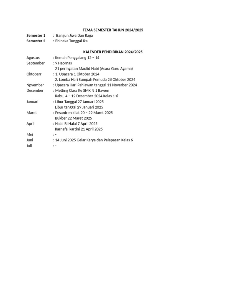 TEMA Dan Kalender | PDF