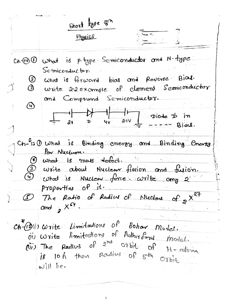 Short Type Question Physics | PDF