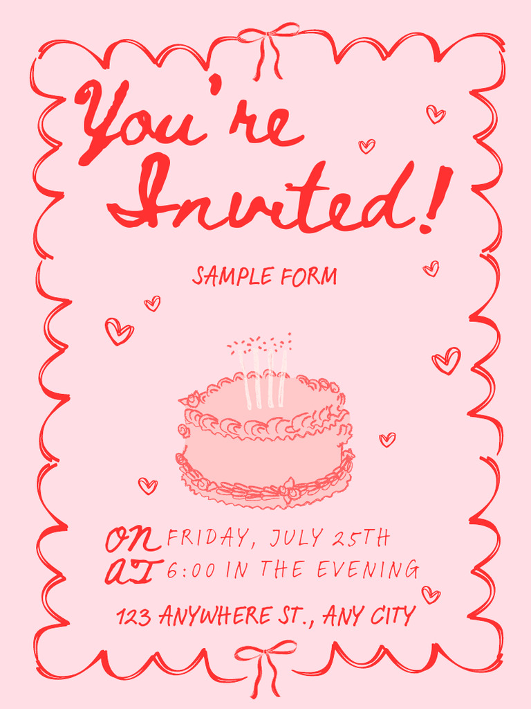 Pink & Red Illustrative Birthday Party Invitation.pdf | PDF