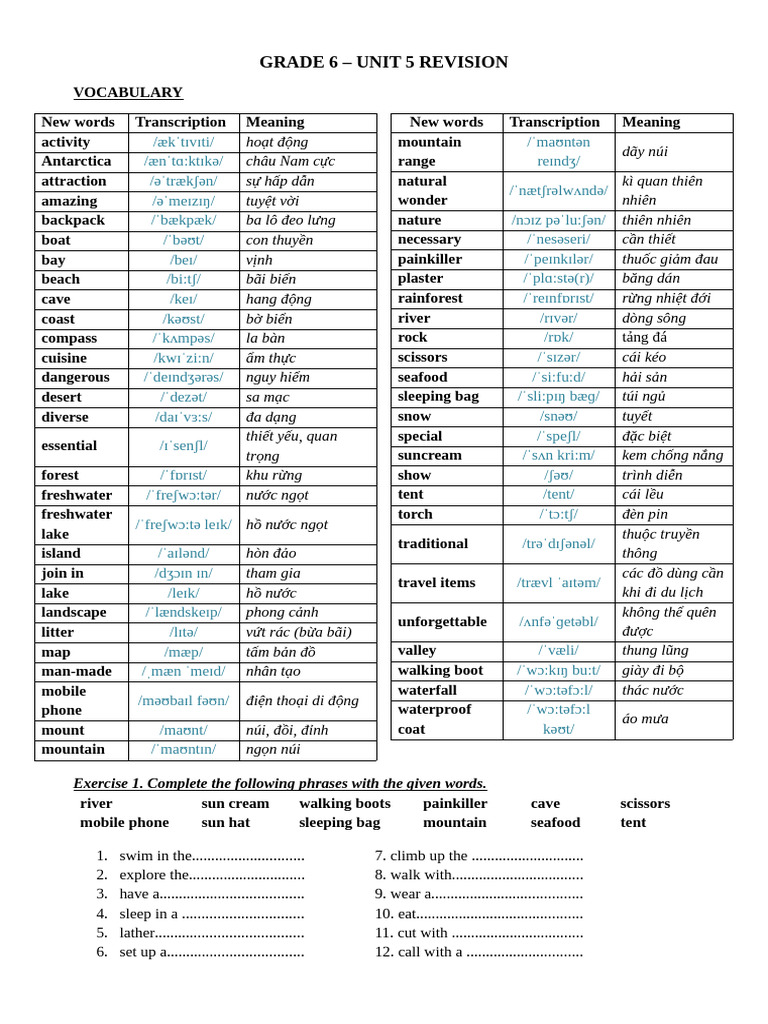 Grade 6 - Unit 5 Review | PDF