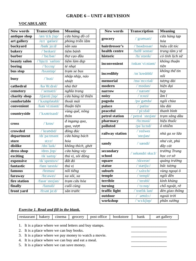 Grade 6 - Unit 4 Review | PDF