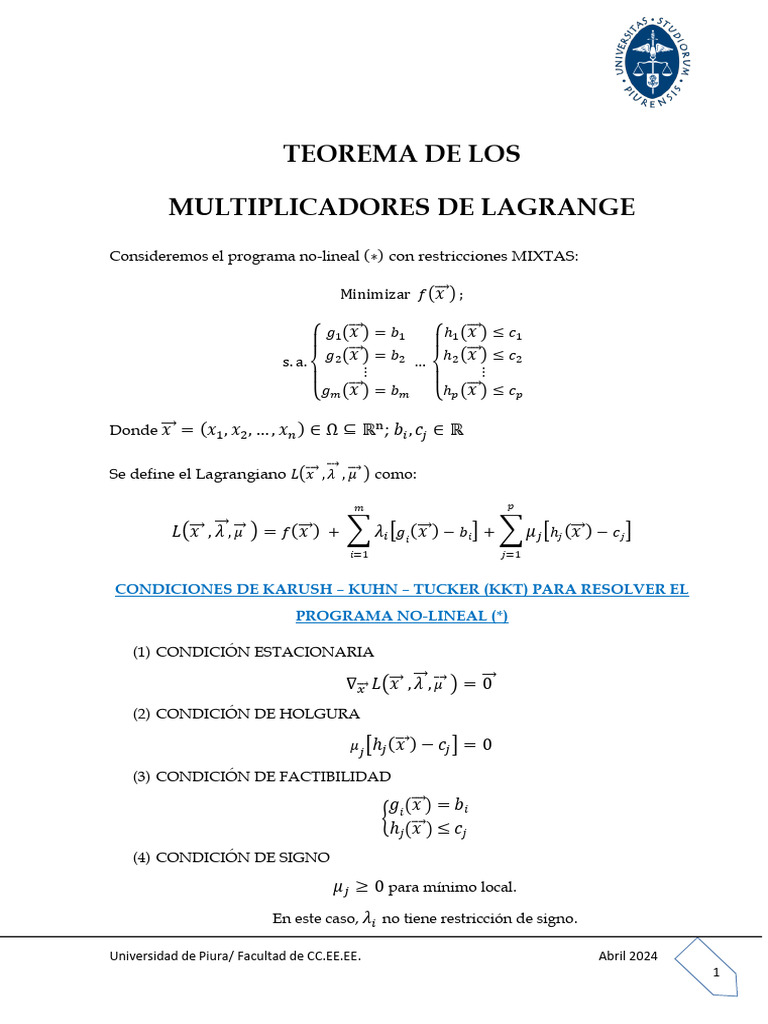 Condiciones KKT | PDF