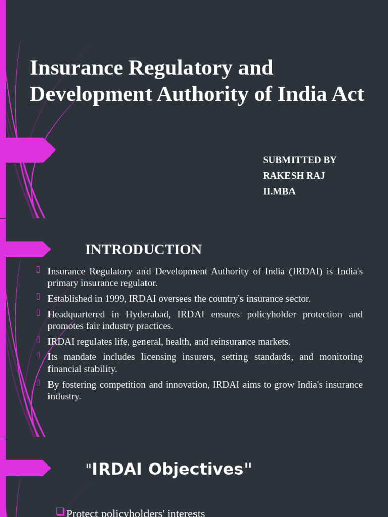 Insurance Regulatory and Development Authority of India Act | PDF