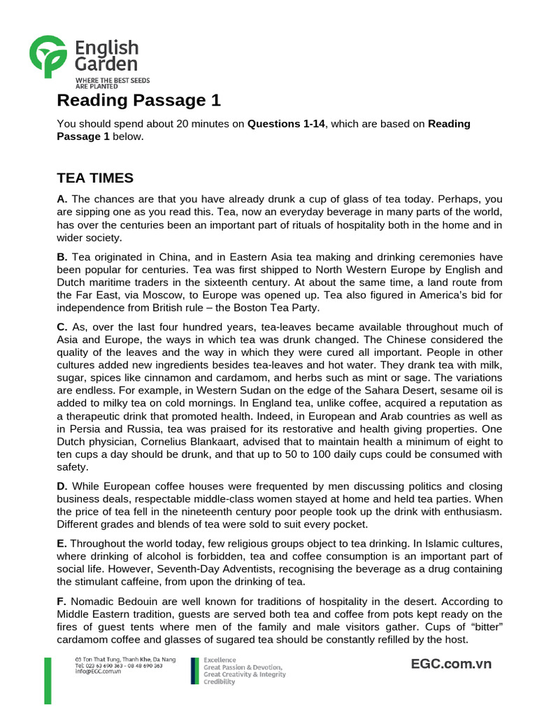 Ielts Reading Tests Test 2 Passage 1 | PDF