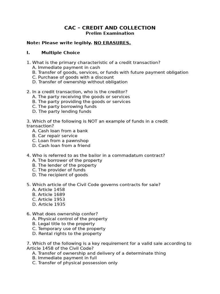 Cac Prelimexam | PDF