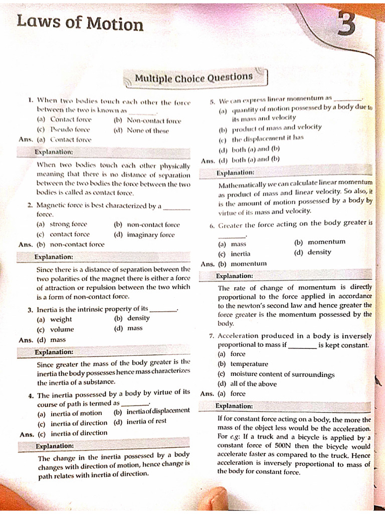 Physics Laws of Motion Class 9 | PDF