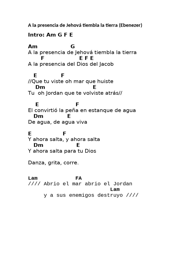 A La Presencia de Jehová Tiembla La Tierra | PDF