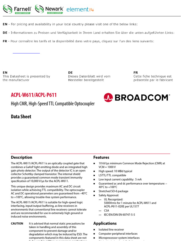 Acpl W611 000e | PDF