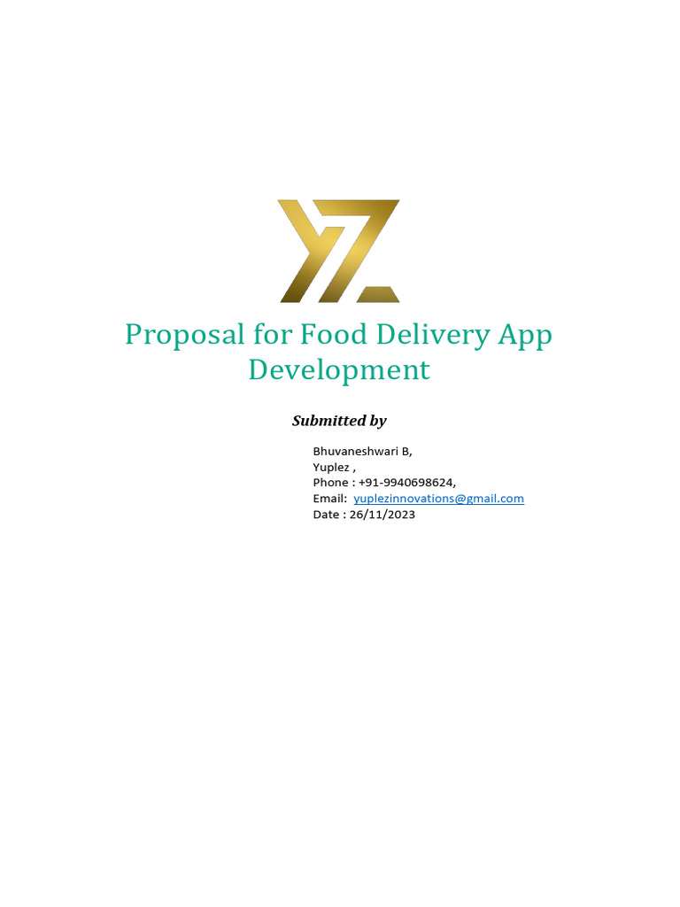Proposal For Food Delivery App Development | PDF