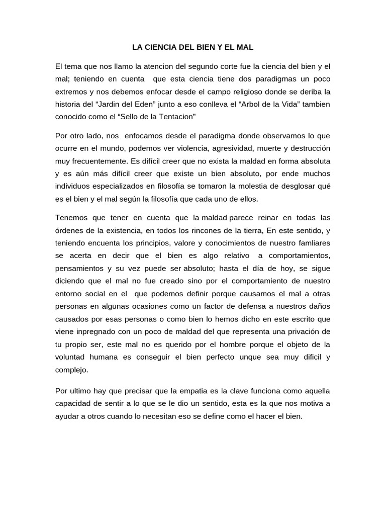 Ciencia del Bien y el Mal: Paradigmas | PDF | Filosofía | Relaciones ...