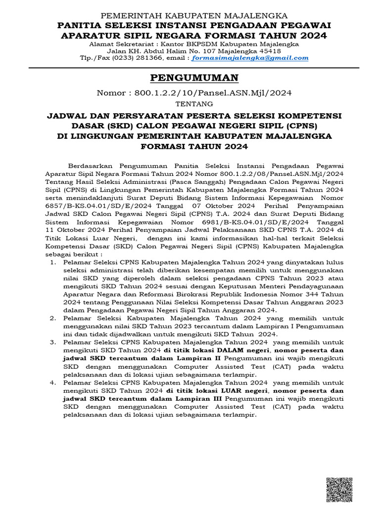 Pengumuman SKD | PDF