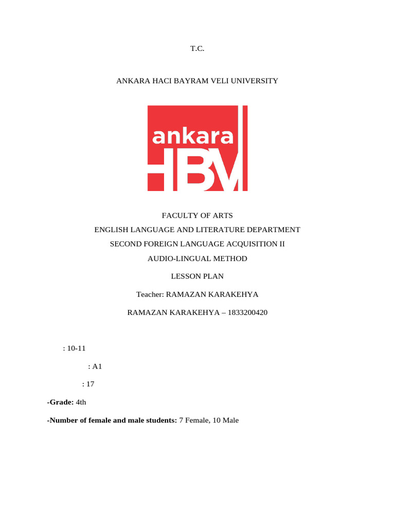 Audio-Lingual Method Lesson Plan | PDF | Second Language | Language ...