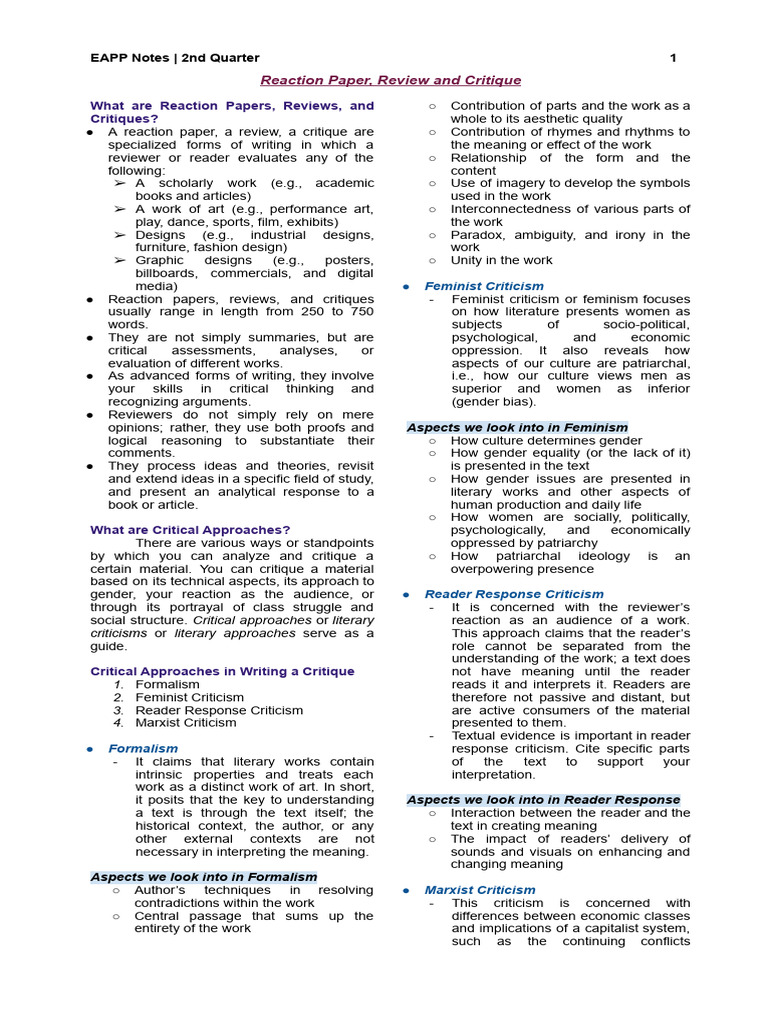 EAPP Notes - 2nd Quarter | PDF