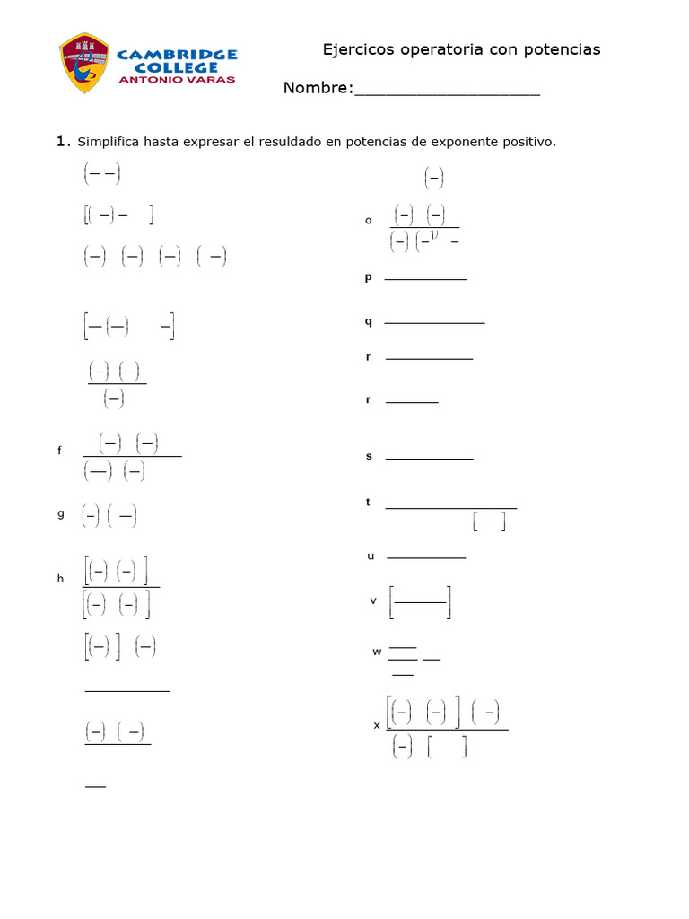 Ejercicios Operatoria Con Potencias y Notación Científica | PDF ...