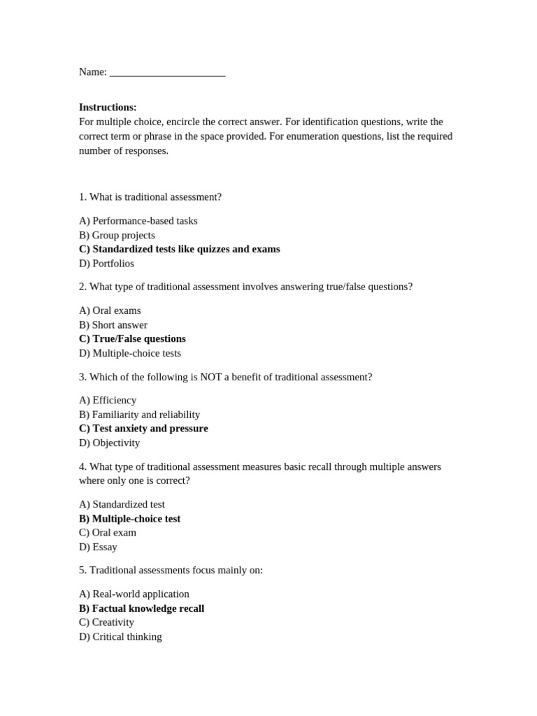 Answer Key | PDF | Educational Assessment | Multiple Choice