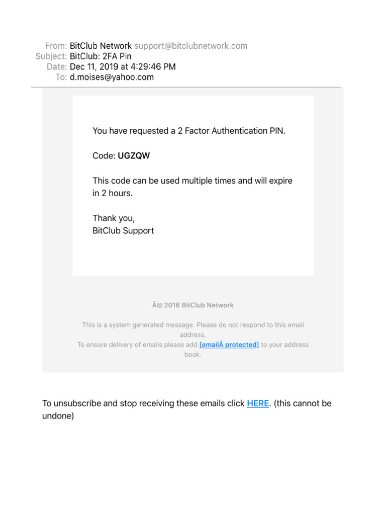 BitClub 2FA Pin | PDF